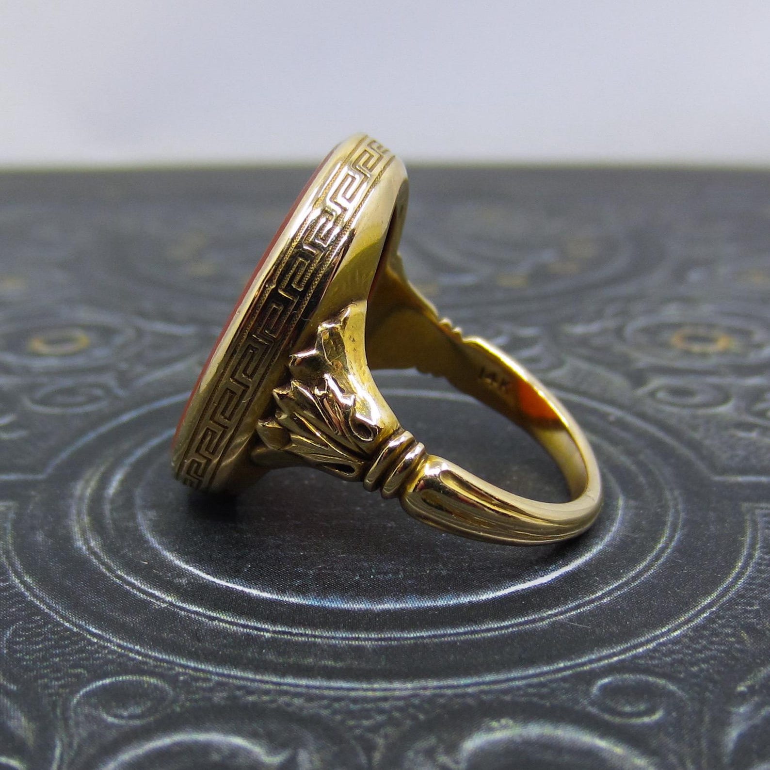 Victorian Carnelian Intaglio Ring 14k C. 1880, Antique Intaglio ...