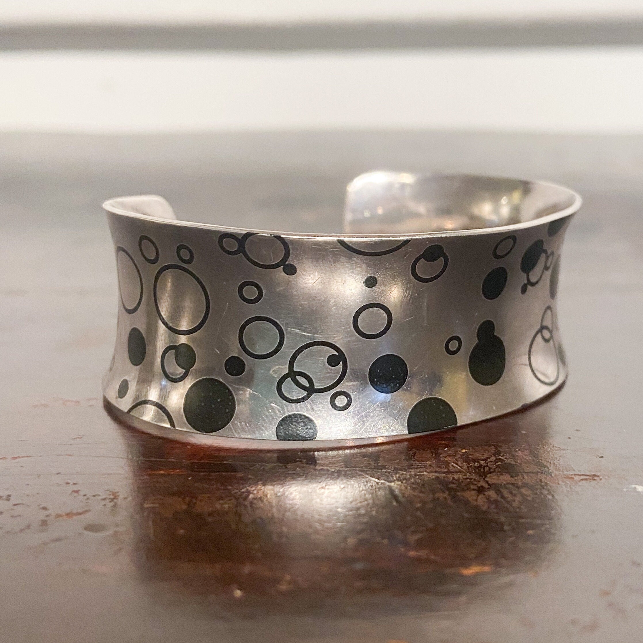Vintage Bracelet, Post-modern Enamel Bubble Cuff Sterling C. 1990 ...