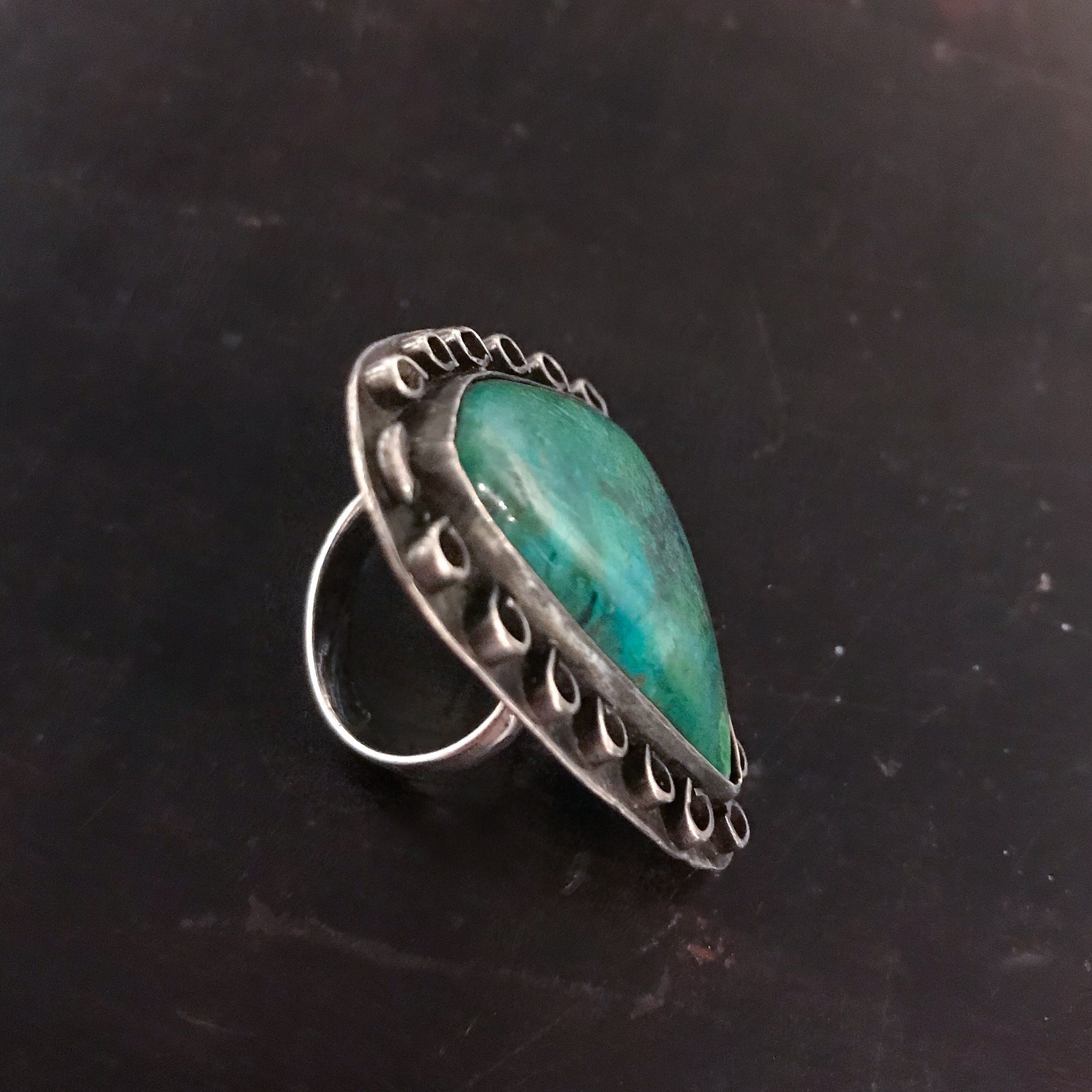 Vintage Ring Big Handmade Turquoise Ring Sterling C. 1960 - Etsy