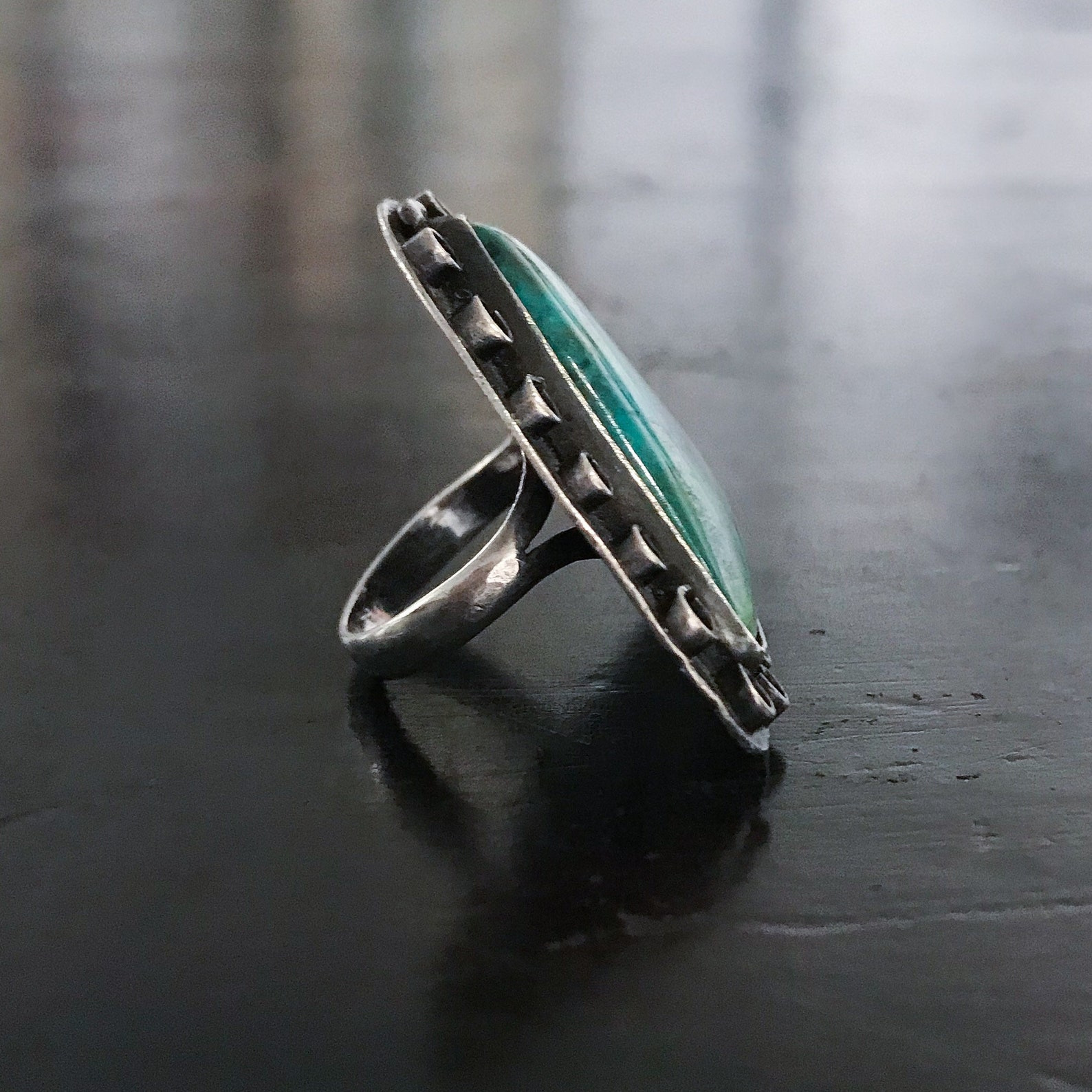Vintage Ring Big Handmade Turquoise Ring Sterling C. 1960 - Etsy