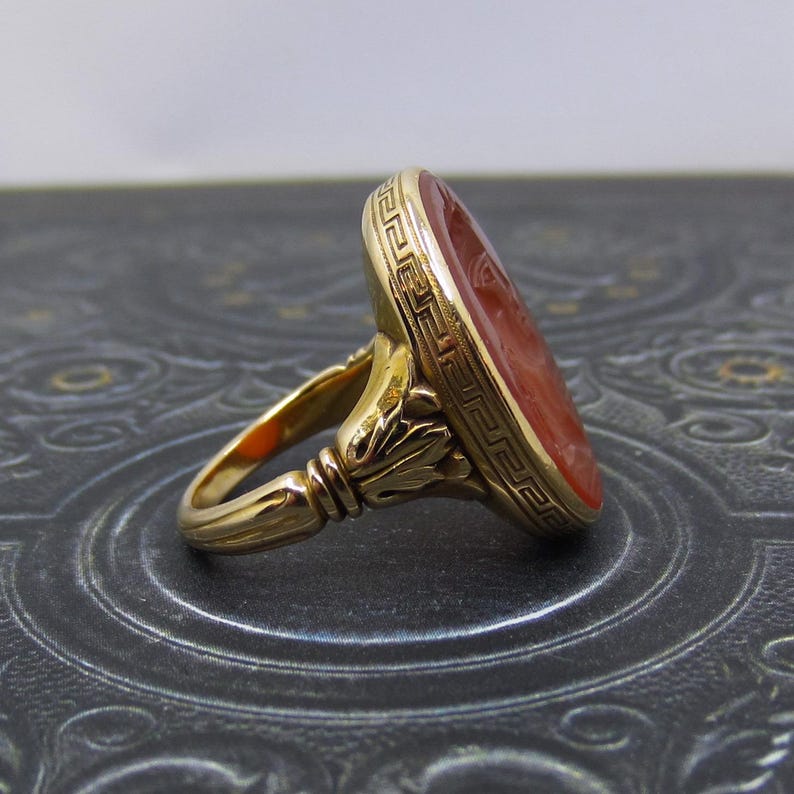 Victorian Carnelian Intaglio Ring 14k C. 1880, Antique Intaglio ...