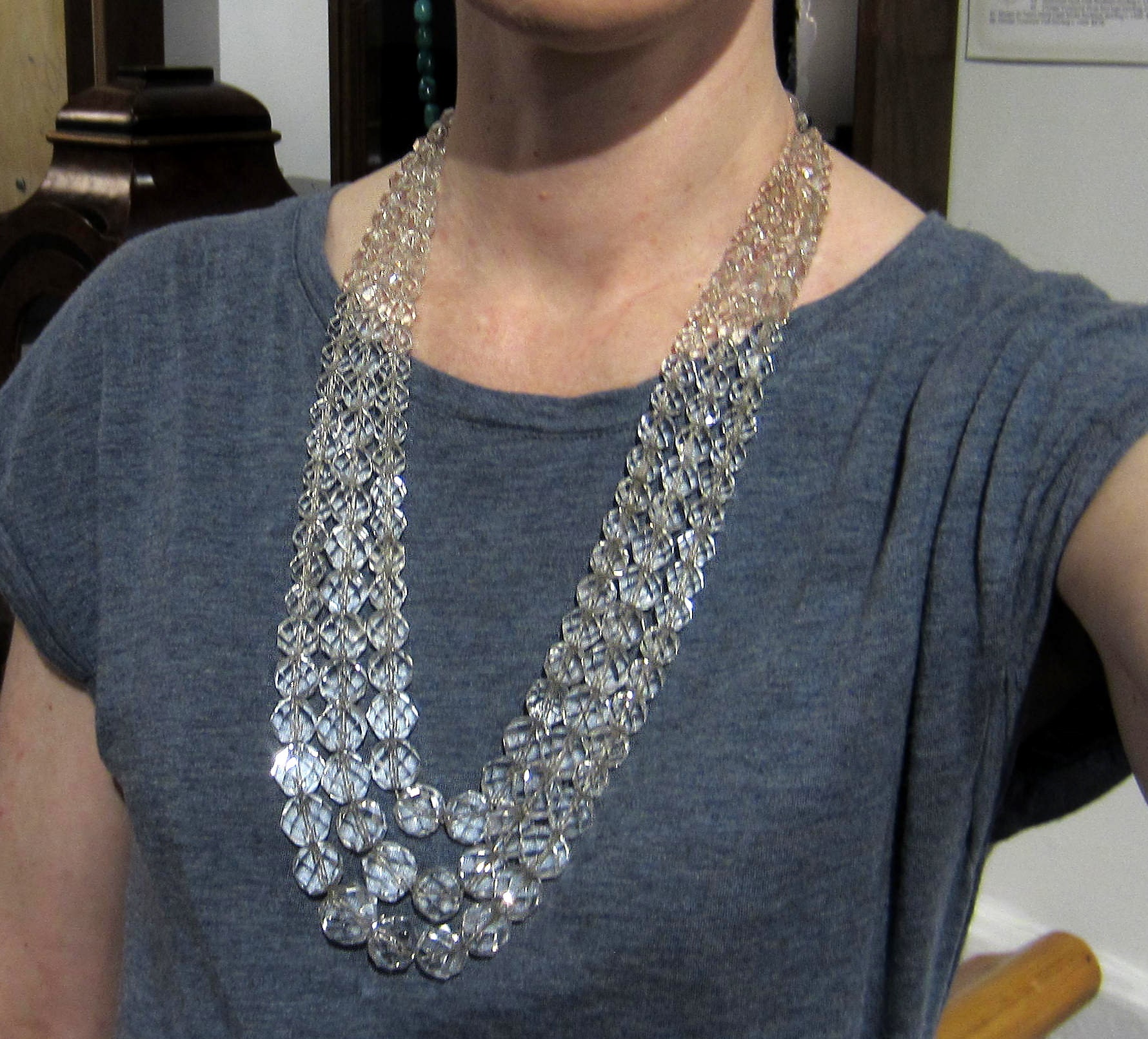 Vintage Necklace Art Deco Three Strand Rock Crystal Necklace - Etsy