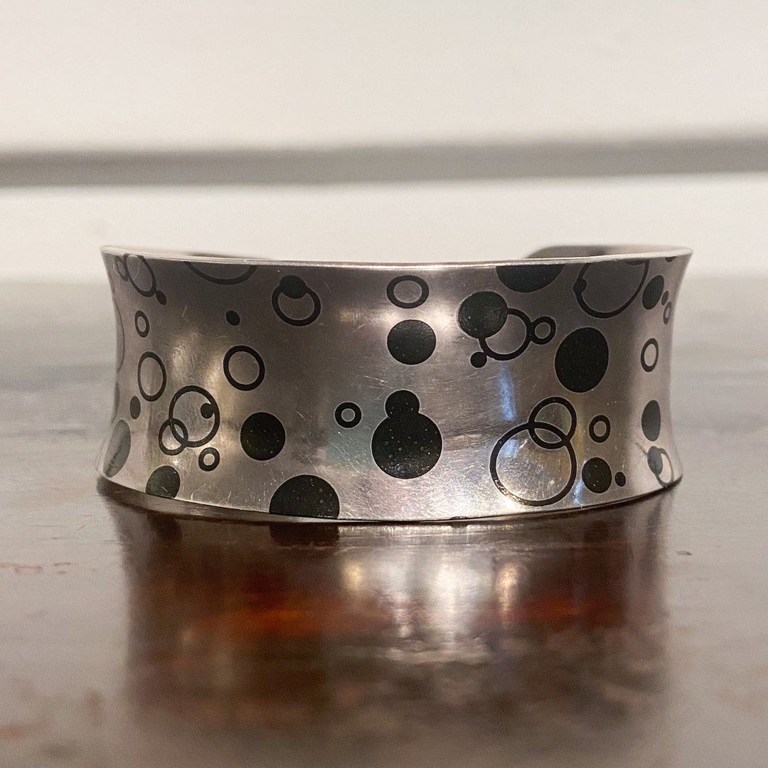 Vintage Bracelet, Post-modern Enamel Bubble Cuff Sterling C. 1990 ...