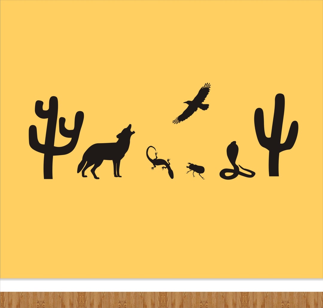 Desert Theme Wall Vinyl Set Decals - Desert Theme Cactus and Animals ...