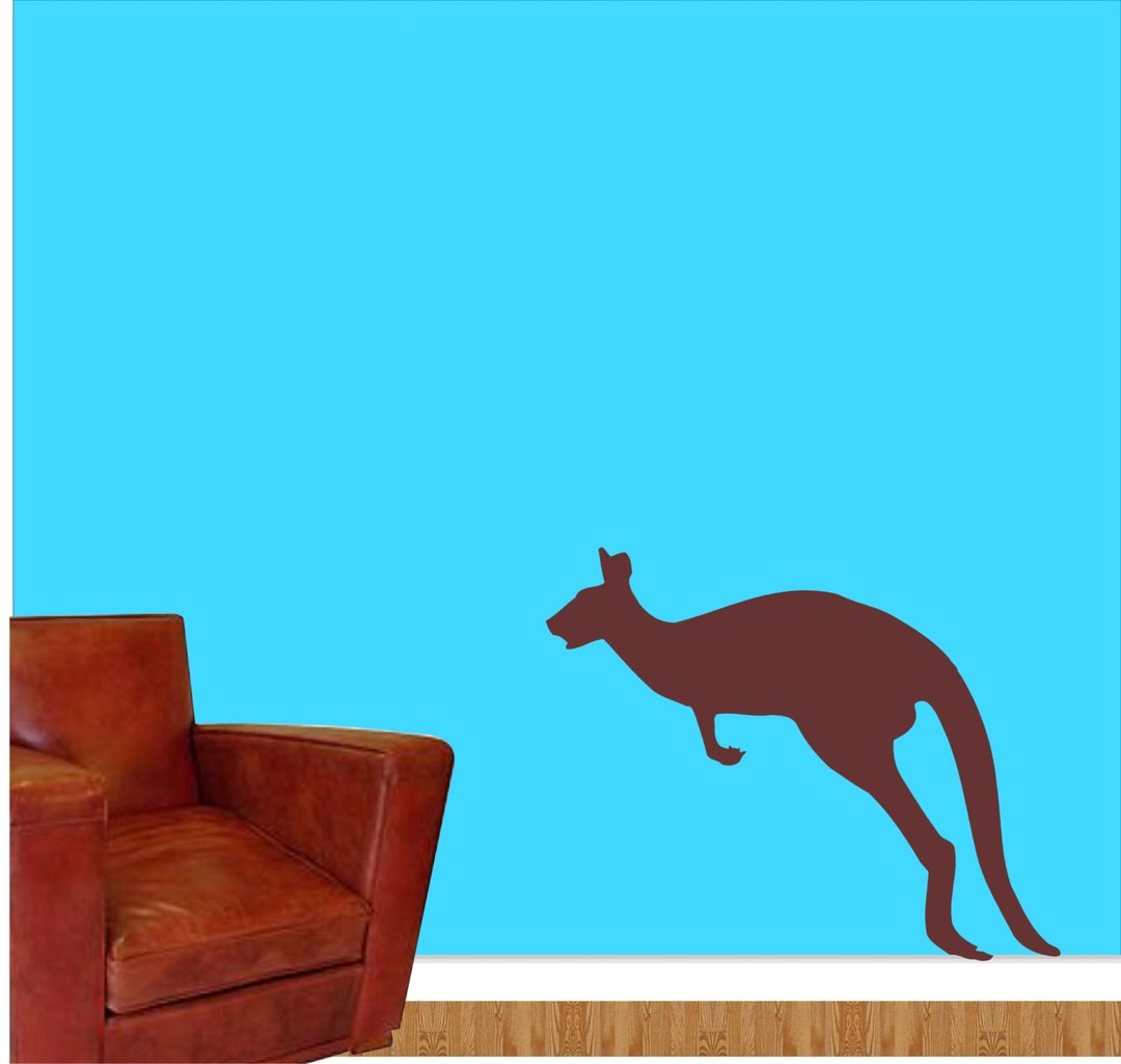Kangaroo Wall Vinyl Decal Sticker -jumping Kangaroo Above Headboard ...