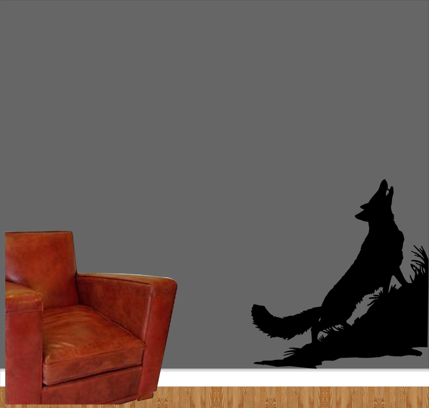 Wolf Howling Wall Vinyl Decal - Corner Wolf Wall Vinyl Decal Sticker ...