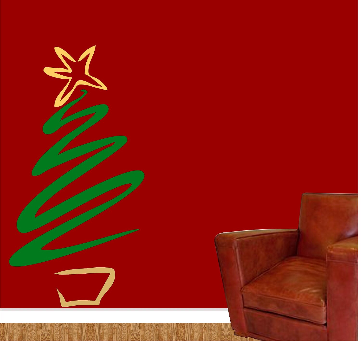 Christmas Tree Wall Vinyl Decal Squiggly Tree Christmas Wall Vinyl ...