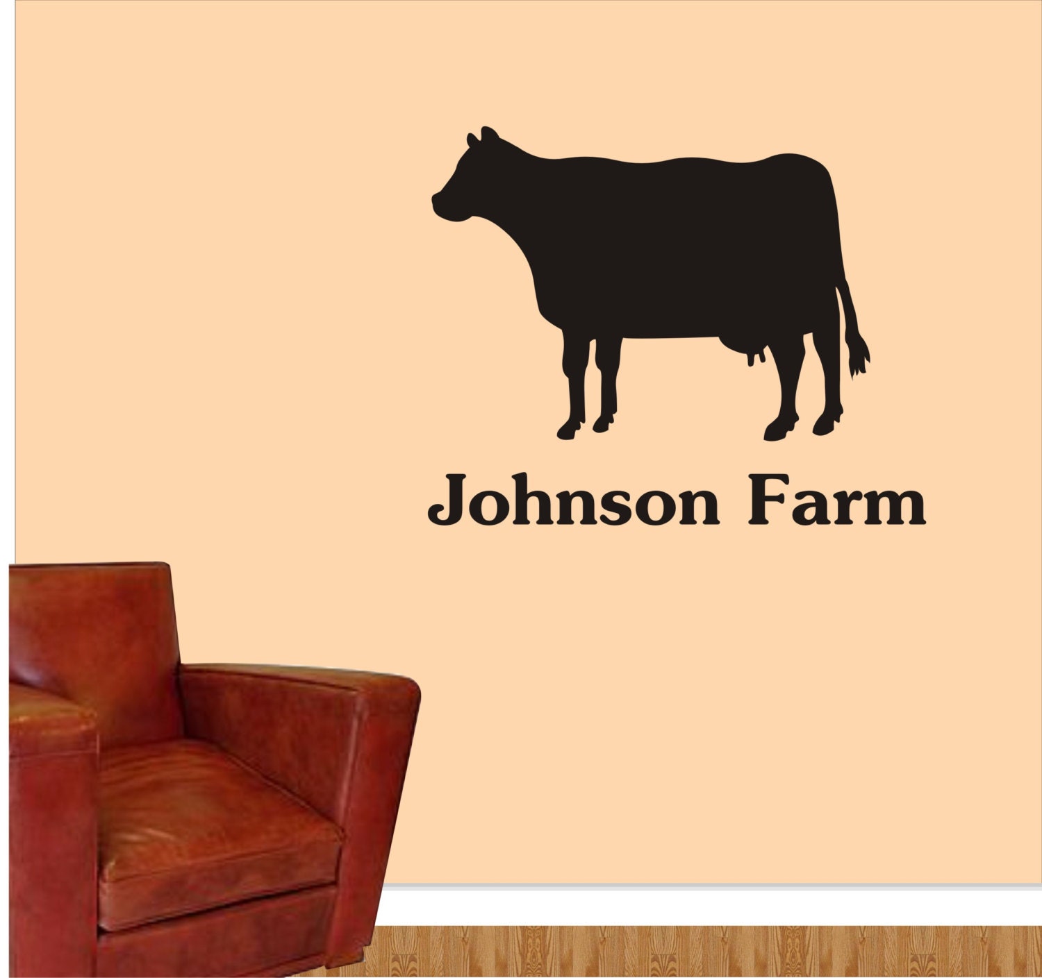 Dairy Cow Farm Wall Vinyl Decal With Farm Name Underneath - Farm Wall ...