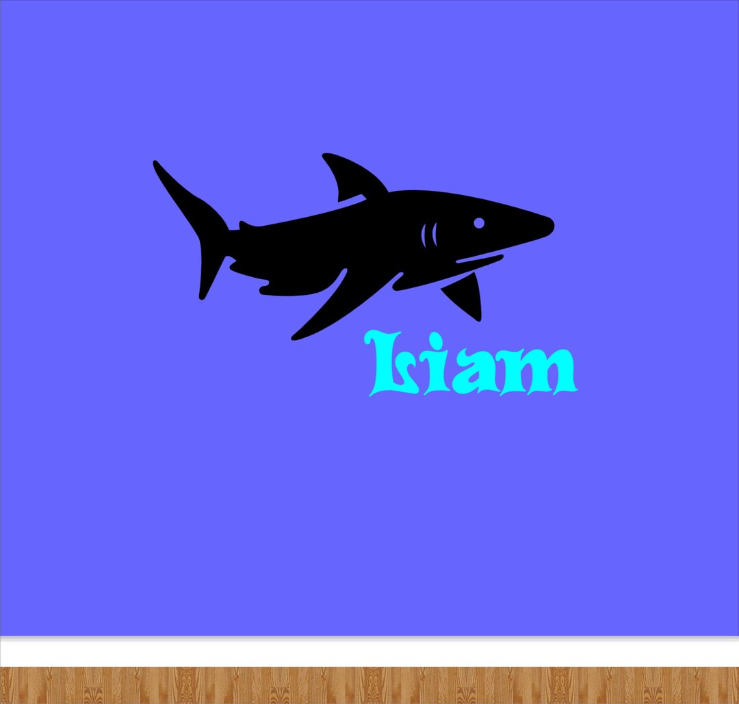 Shark With Name Wall Vinyl Decal Sticker Shark With Name for Above ...