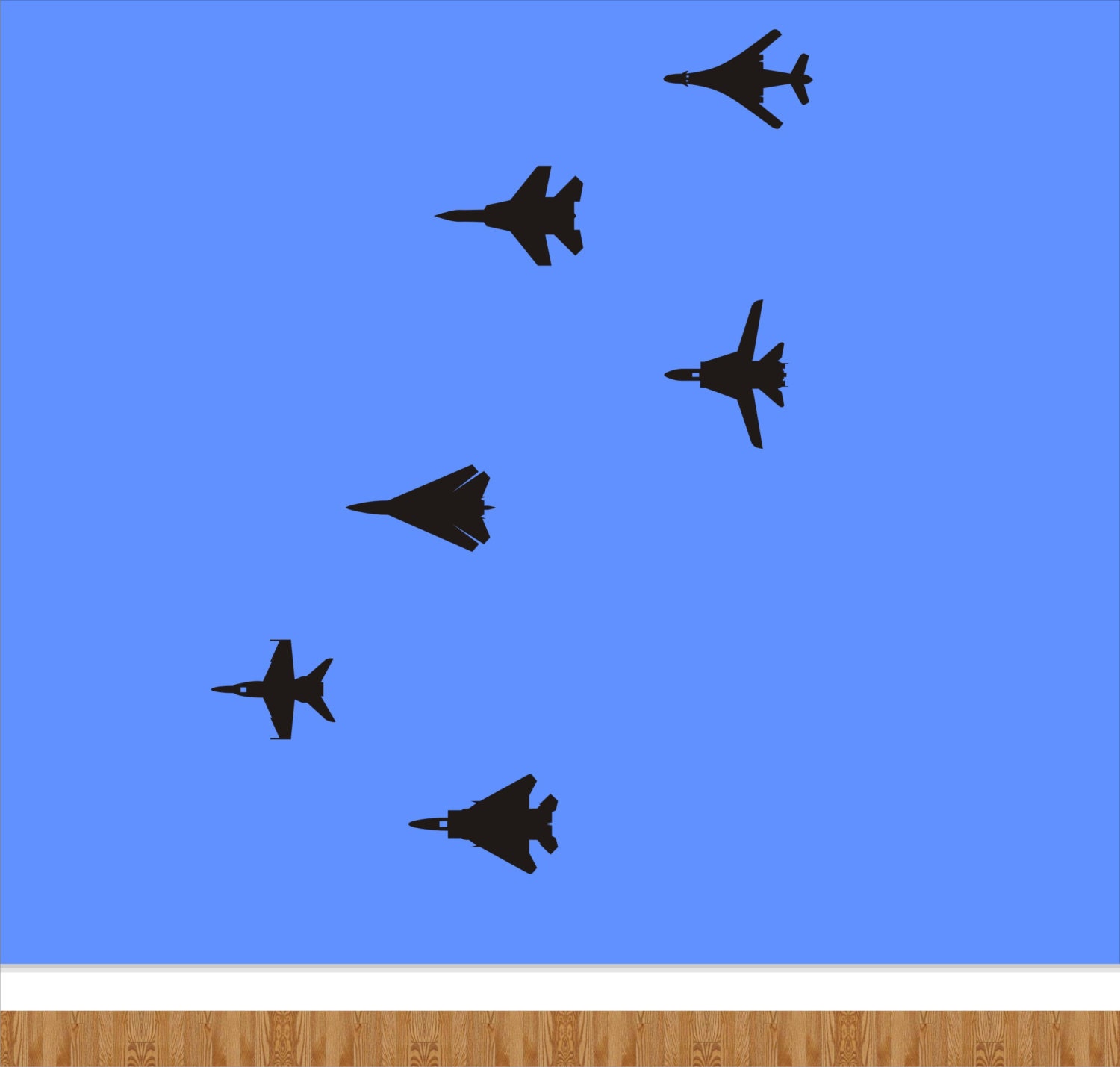 Jet Fighter Wall Vinyl Decal Set - Boys Room Wall Vinyl Decals - Jet ...