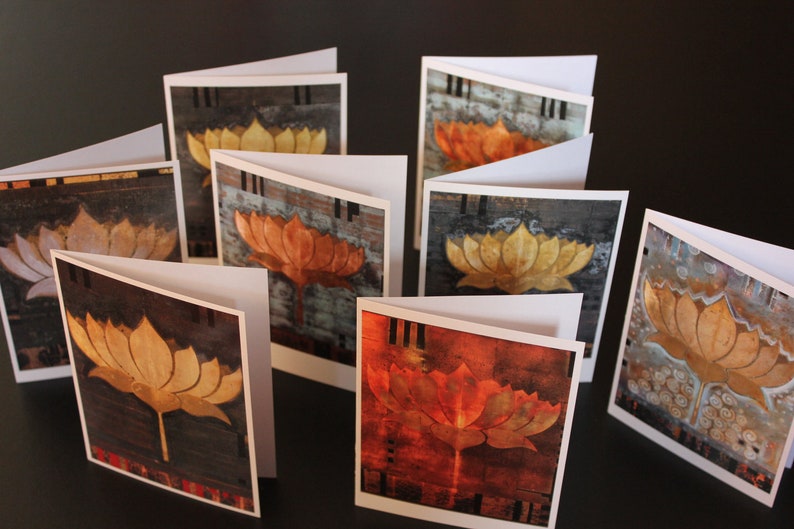Lotus Note Cards - Etsy