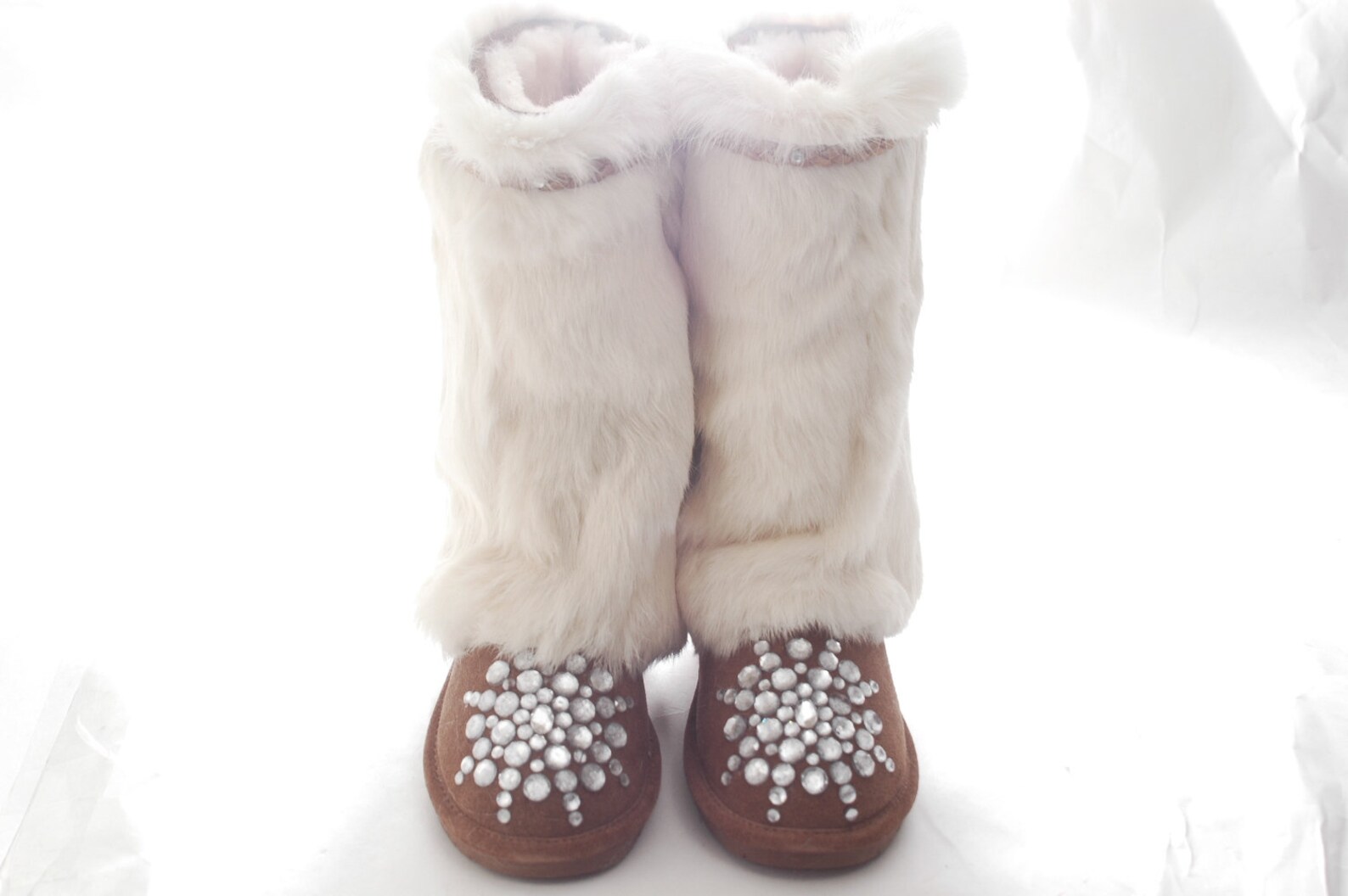 Real Upcycled Rabbit Fur Mukluk Boots Gogo Dancer Crochet Winter ...