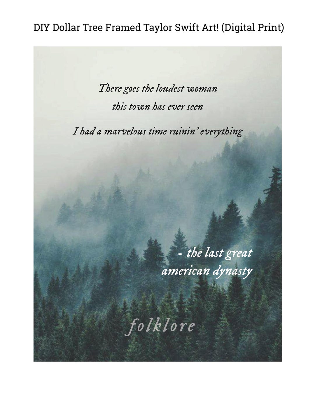 Last Great American Dynasty - Folklore Song Picture 8.5 X 6.75 in Print ...