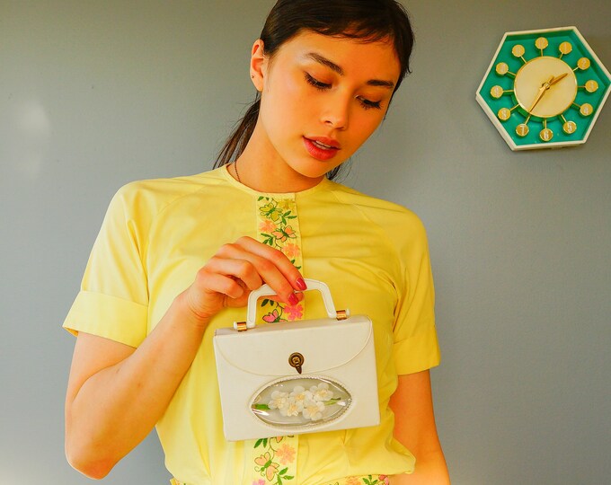 Vintage Vinyl Floral Child Purse/ 1950s-60s Purse/ Vintage Mini Box ...