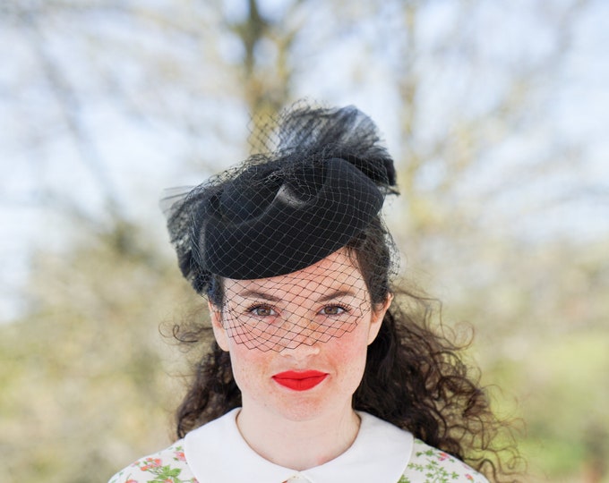 Vintage Wool Fascinator Hat With Veil, Kentucky Derby Hat, 1980s Hat ...