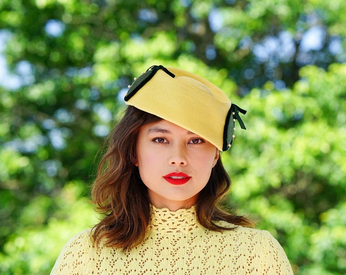 Vintage Straw Half Hat, Vintage Hat, 1950s Hat, Women Hat, Tea Party ...