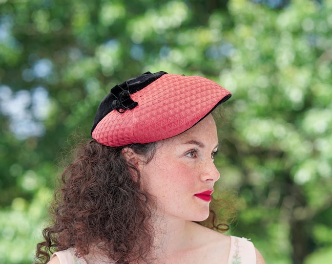 Vintage Straw Half Hat, Vintage Hat, 1940s-50s Hat, Vintage Women Hat ...