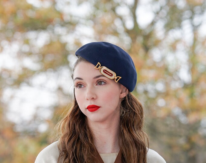Vintage Wool Felt Beret Hat, 1950s-60s Hat, Vintage Hat, Vintage Women ...
