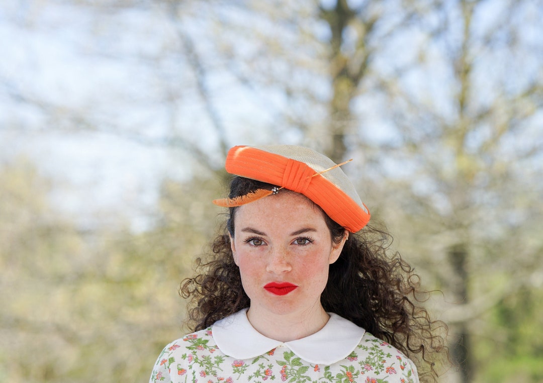 Vintage Feather Straw Half Hat, Vintage Hat, 1950s-60s Hat, Vintage ...