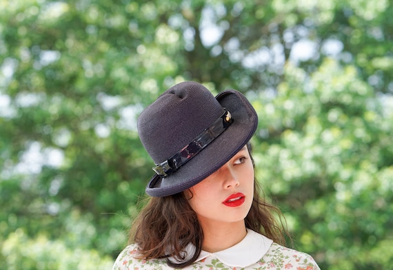 Vintage Straw Trilby Hat, 1950s-60s Hat, Women Fedora… - Gem