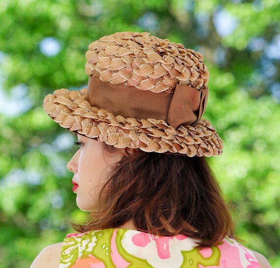 Vintage Straw Bucket Hat, 1950s-60s Hat, Vintage Hat,… - Gem
