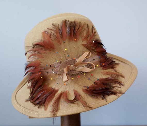 Vintage Wool Feather Homburg Hat by Sears, Fedora Hat… - Gem