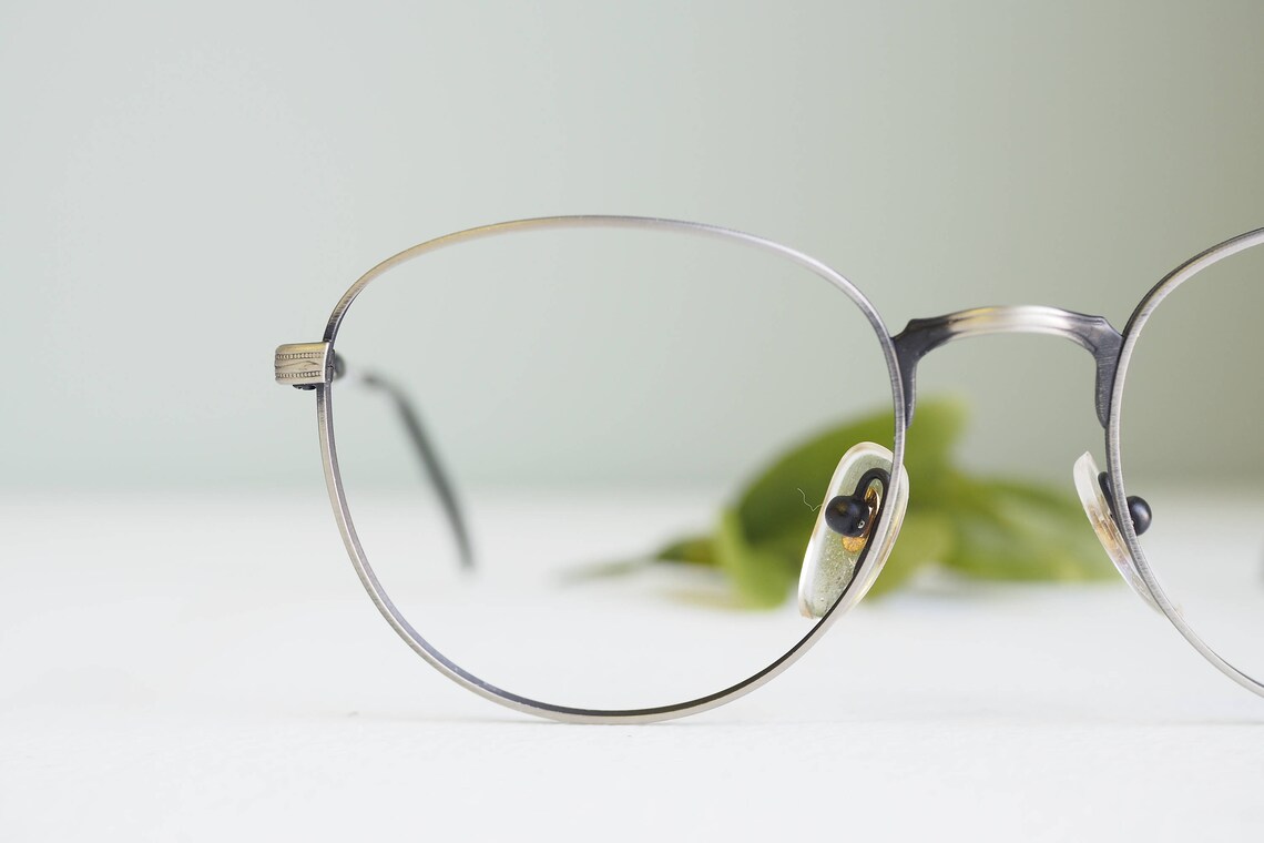Vintage Eyeglass Wire Rim 1990s Semi Round Frames Dark Silver | Etsy