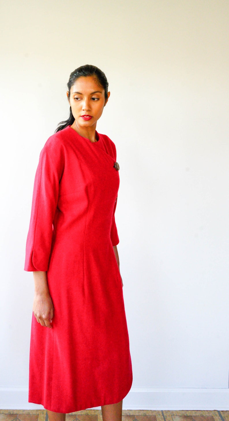 Vintage 1960s Red Dress Size M-L/ 1960s Dress/ Vintage Dress/ Retro ...