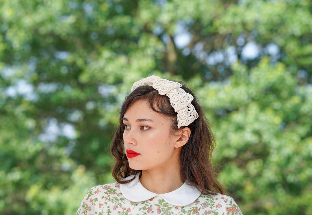 Vintage Lace Bow Headband Hat, 1950s-60s Hat, Vintage Hat, Women Hat ...