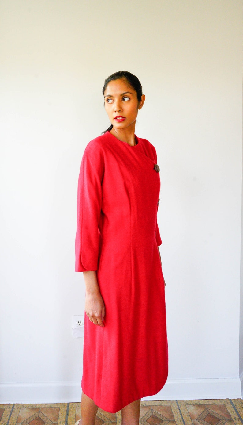 Vintage 1960s Red Dress Size M-L/ 1960s Dress/ Vintage Dress/ Retro ...