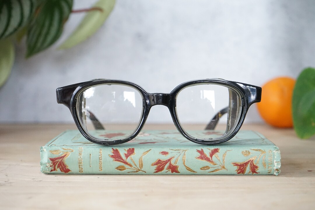 Vintage Safety Eyeglasses Safety Glasses Frames 1970's Green Ebony Tone ...