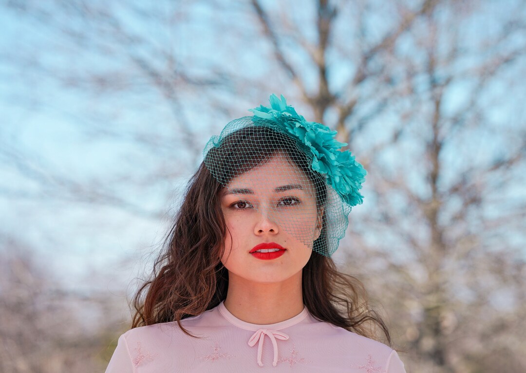 Vintage Floral Whimsy Hat, Vintage Veil, Birdcage Hat, Vintage Hat ...