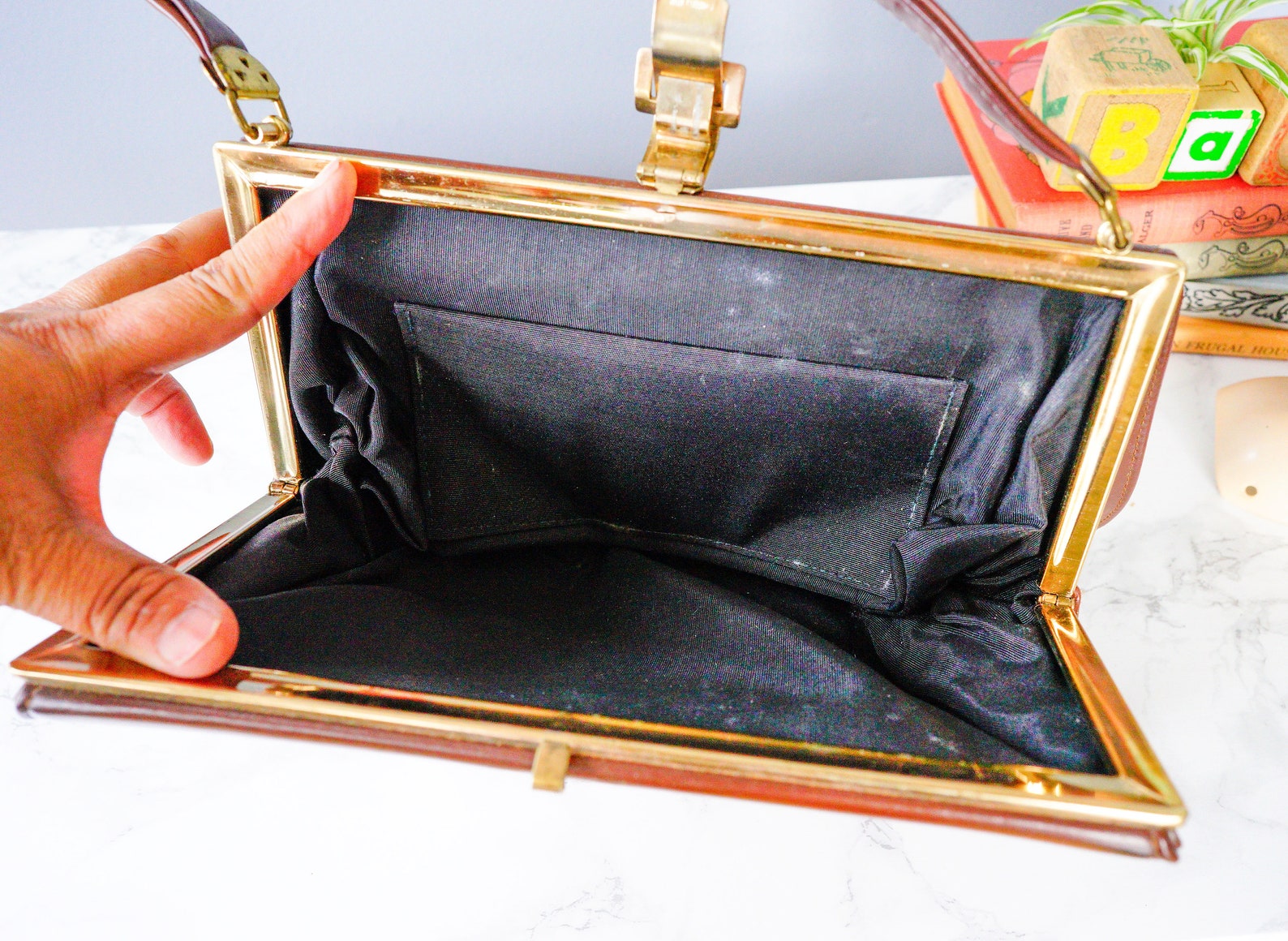 Vintage Faux Leather Framed Purse/ 1950s Purse/ Vintage | Etsy