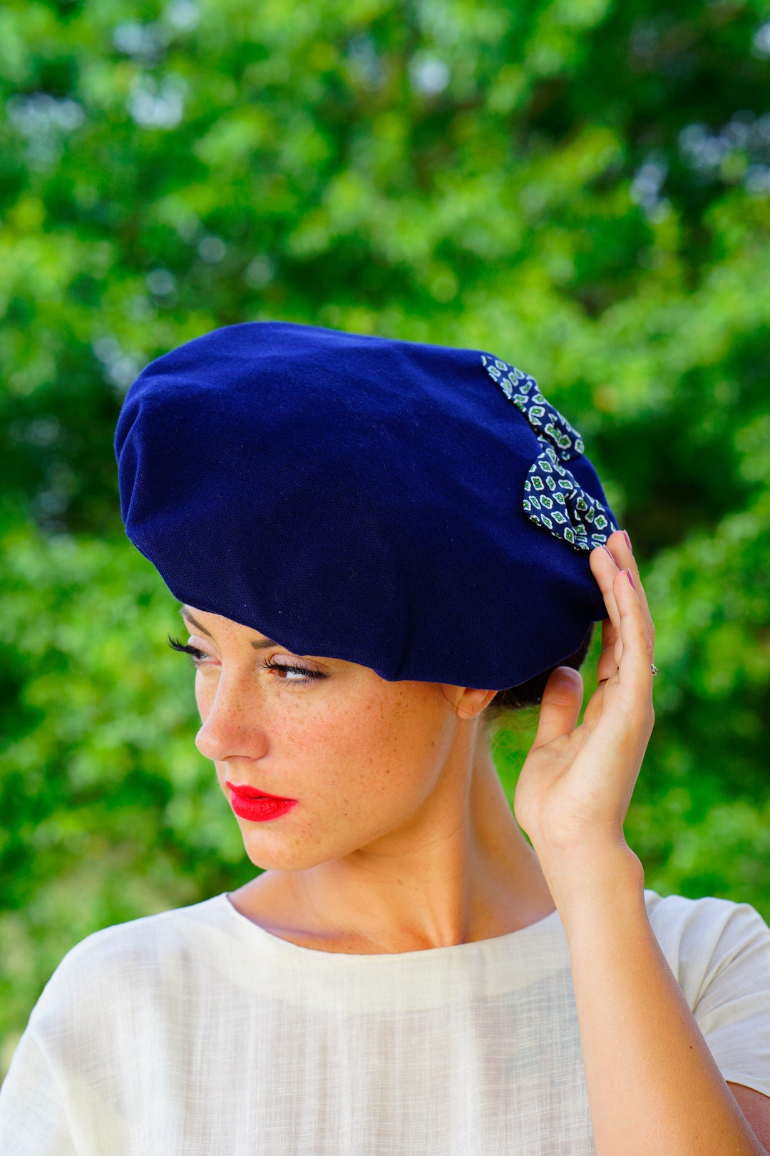 Vintage Beret Hat With Bow, Vintage Hat, 1960s Hat, 1970s Beret Hat ...