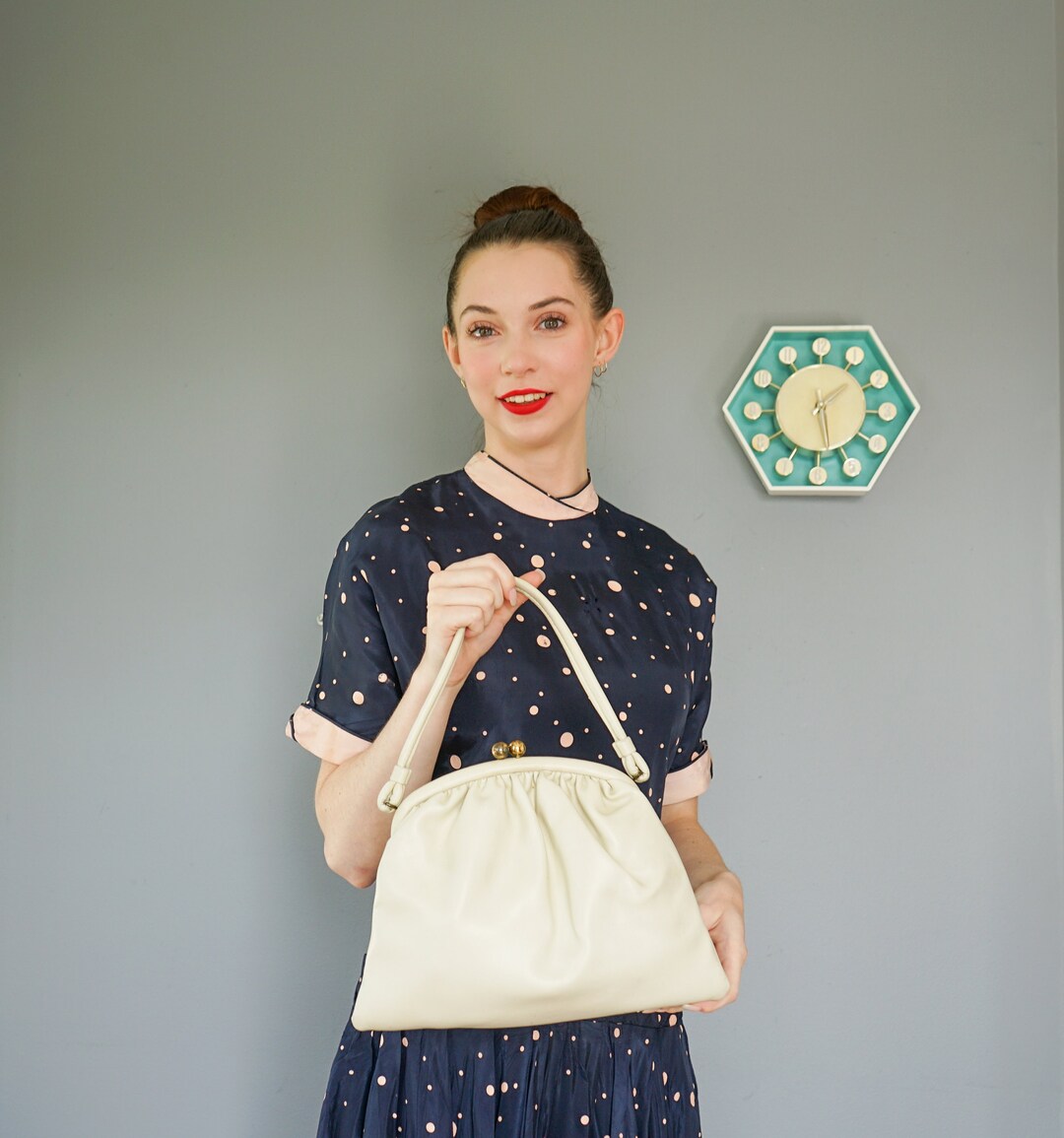 Vintage Faux Leather Frame Purse/ 1950s-60s Purse/ Vintage Purse ...