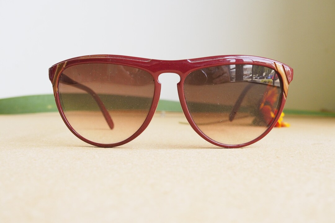 Vintage Sunglasses 1980's New Old Stock/vintage/80's Glamour Maroon ...