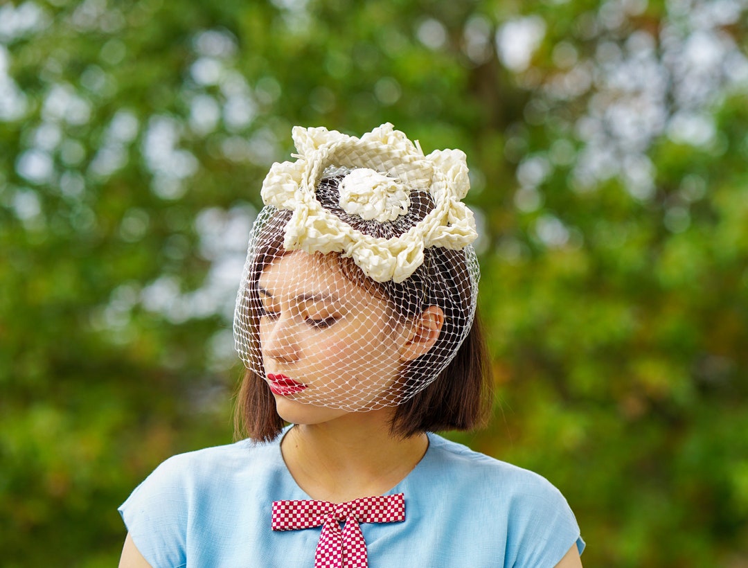 Vintage Bow Headband Veil Hat, Whimsy Hat, Vintage Hat, 1950s Hat ...