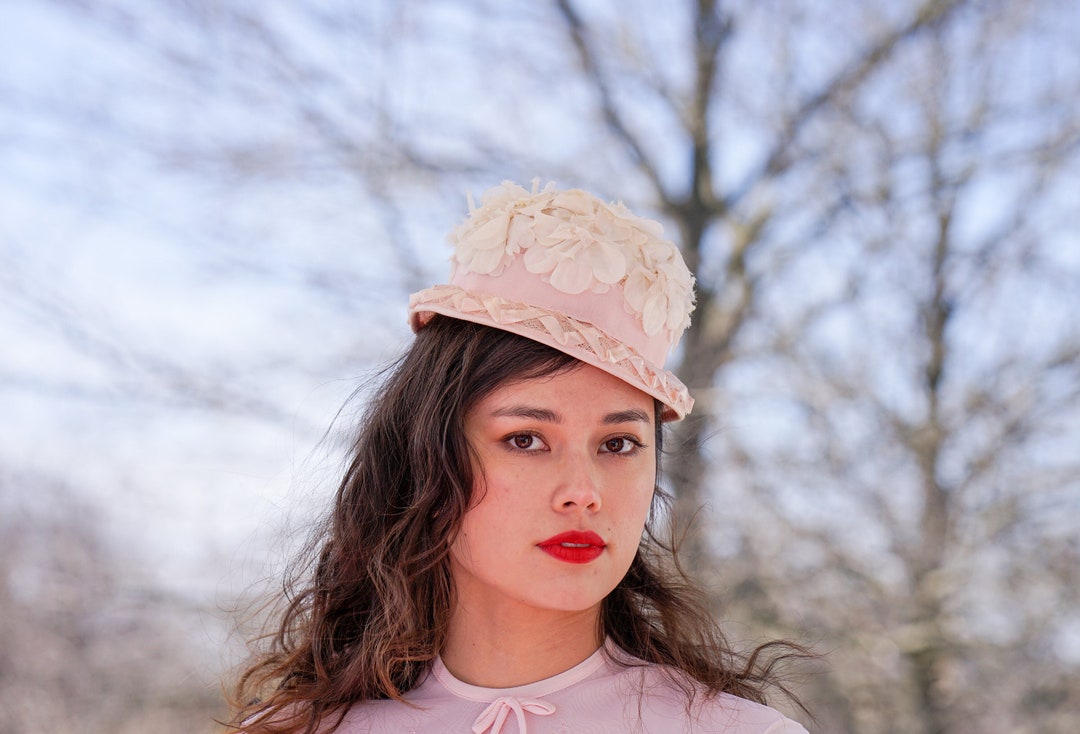 Vintage Floral Straw Bonnet Hat, Sailor Hat, 1950s-60s Hat, Vintage Hat ...