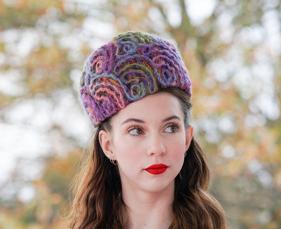 Vintage Wool Yarn Pillbox Hat, 1950s-60s Hat, Vintage… - Gem