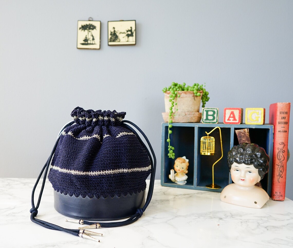 Vintage 1940s Crochet Drawstring Purse/ Vintage Purse/ 1940s Purse ...