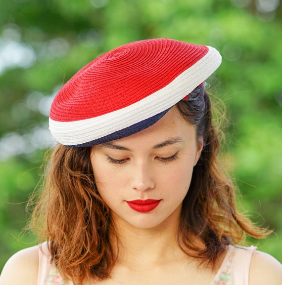 Vintage Straw Beret Hat, 1950s Hat, Beret Tam Hat, Vi… - Gem