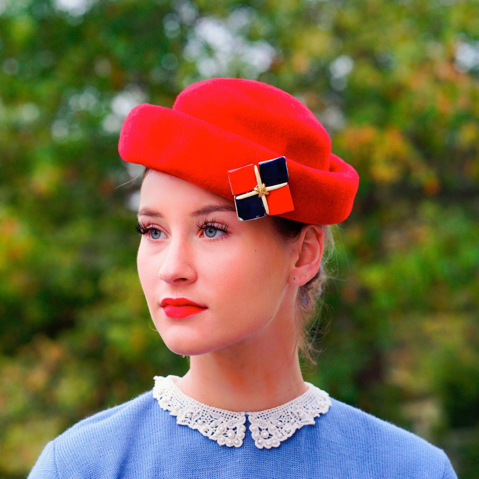 Vintage Wool Felt Breton Hat, Hat, Women Bowler Hat, Vintage Hat, 1950s ...