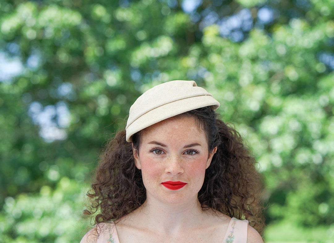 Vintage Straw Half Hat, Vintage Women Hat, 1950s Hat, Garden Party Hat ...