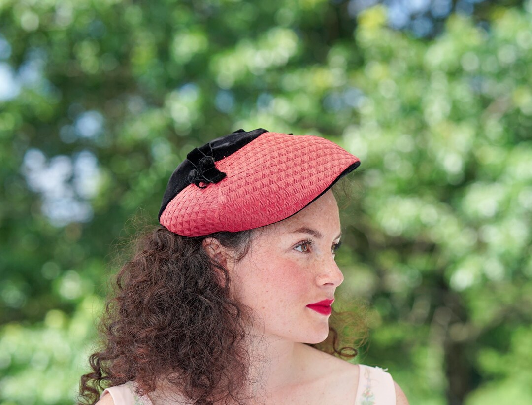 Vintage Straw Half Hat, Vintage Hat, 1940s-50s Hat, Vintage Women Hat ...