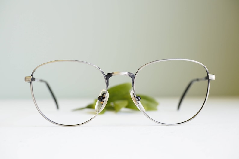 Vintage Eyeglass Wire Rim 1990s Semi Round Frames Dark Silver - Etsy