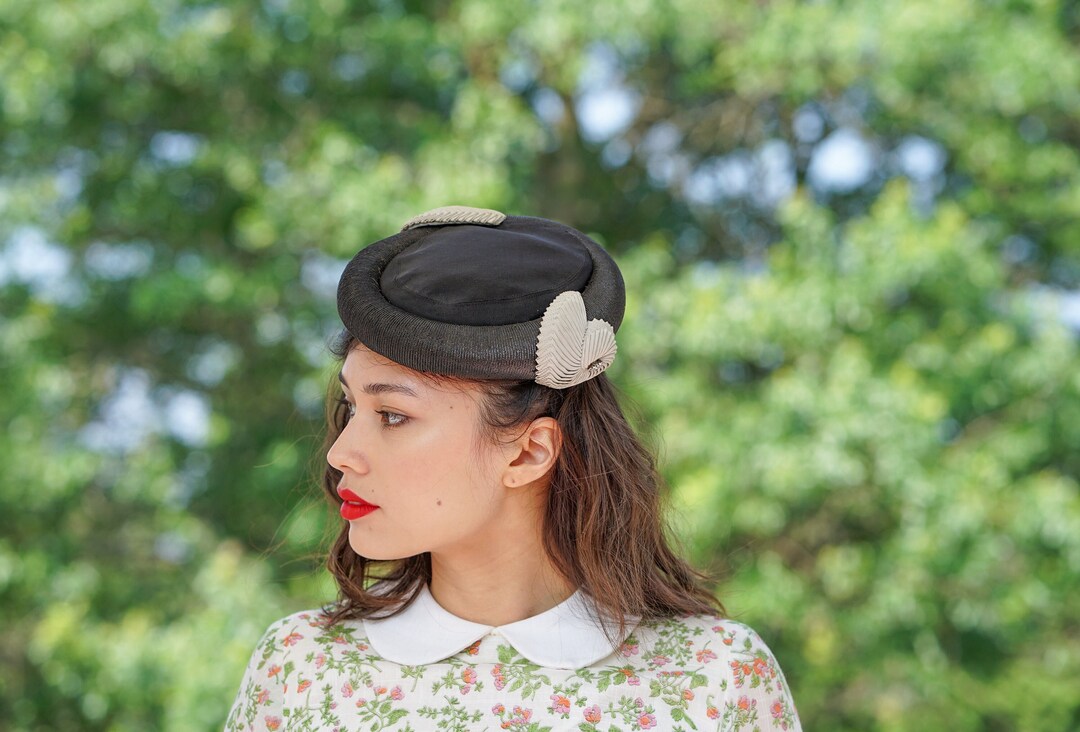 Vintage Straw Bumper Hat/ 1930s-40s Hat/ Tilt Fascinator Hat/ Tilt ...