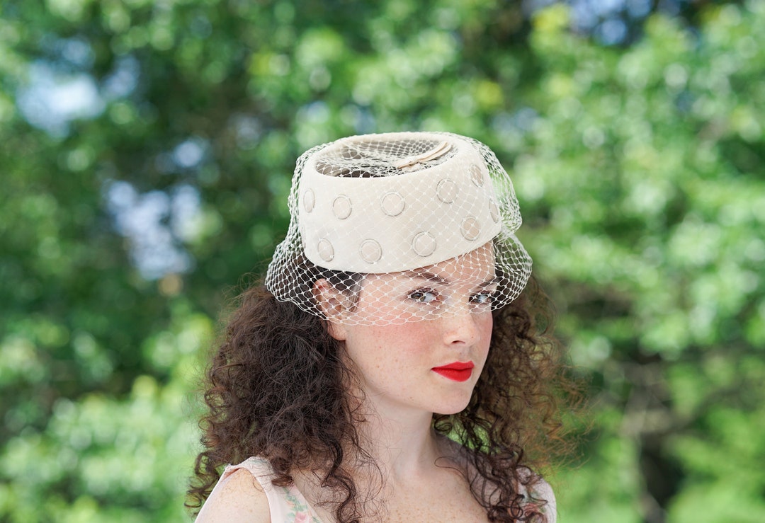 Vintage Polka Dot Veiled Headband Hat, Circlet Hat, 1950s-60s Hat, Vintage Hat, Women Hat ...