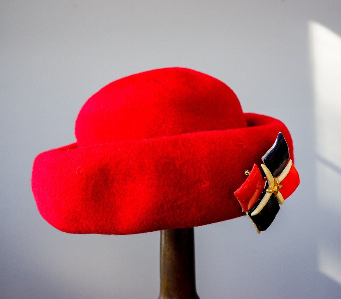 Vintage Wool Felt Breton Hat Hat Women Bowler Hat Vintage | Etsy