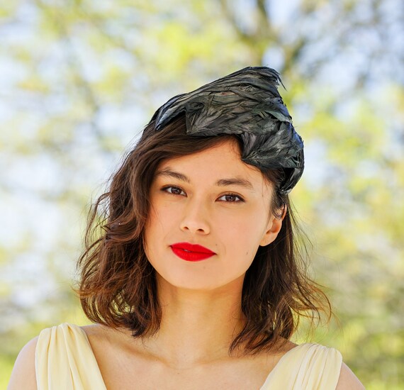 Vintage Feather Pixie Hat, Vintage Hat, 1950s-60s Hat… - Gem