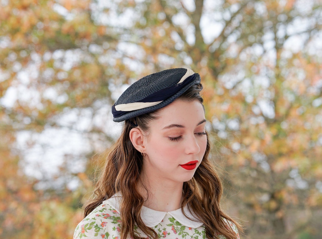 Vintage Straw Half Hat, Vintage Hat, 1950s Hat, Women Hat, Cocktail Hat ...